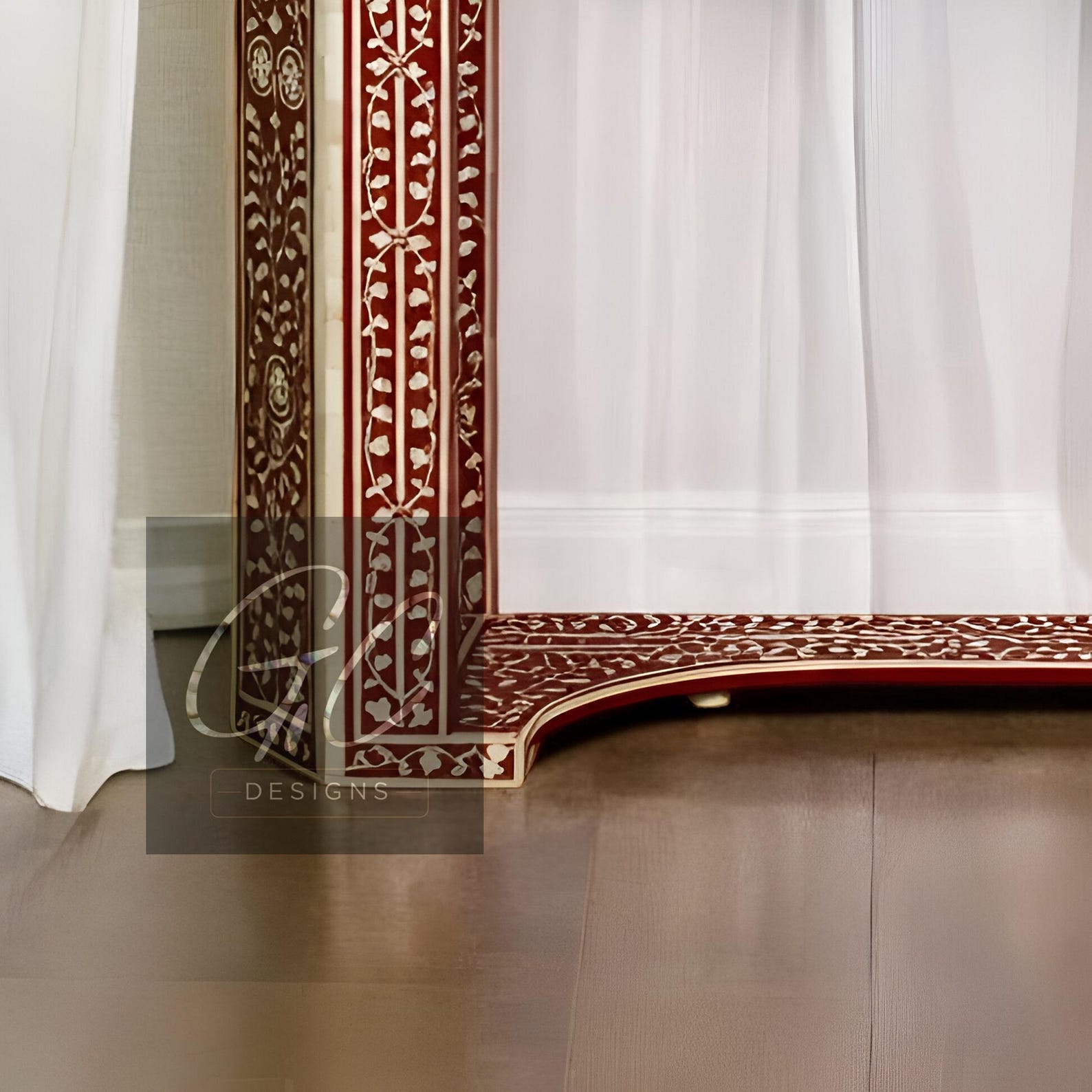 Bone Inlay Console Table | Floral Pattern Console Table | Heart Shape ...
