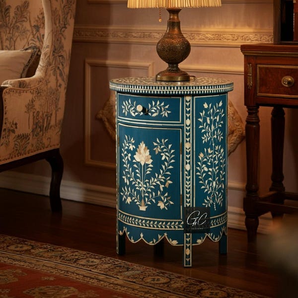 Bone Inlay End Table - Etsy