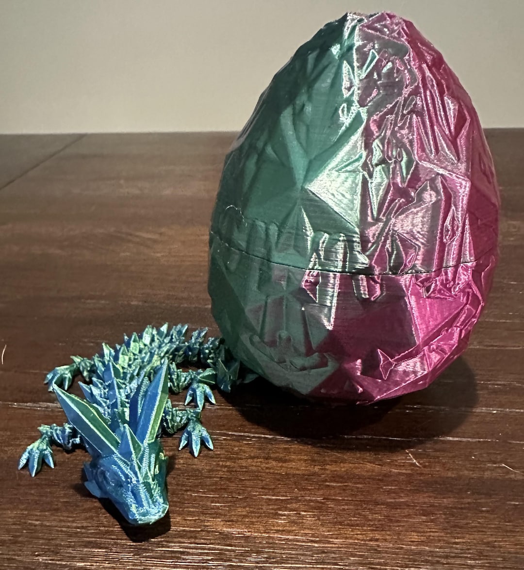 3D Printed Crystalized Egg With Baby Crystal Dragon Dragon Egg Baby ...