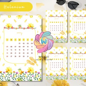 Calendar, 2025 Desktop Calendar, Flower, Tulips, Daisy, Lavender ...