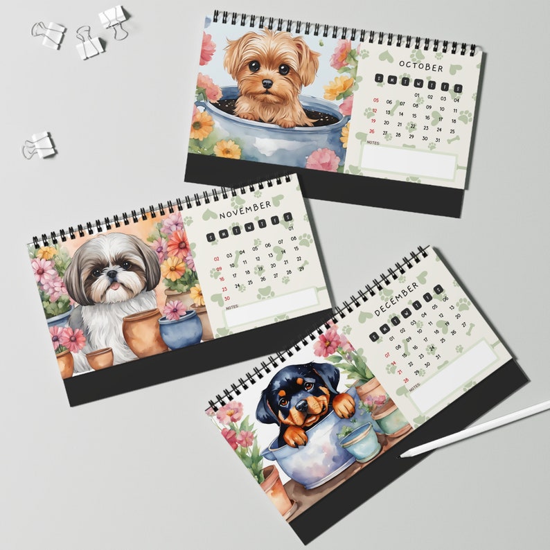 2025 Dog Breeds Calendar Adorable Canine Illustrations Monthly Dog ...