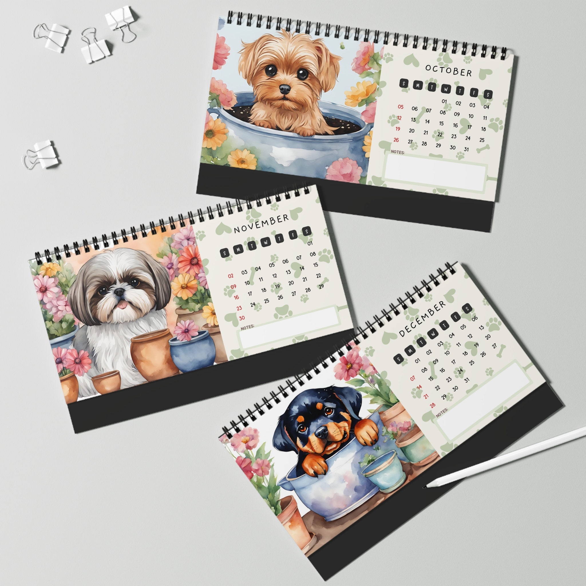 2025 Dog Breeds Calendar Adorable Canine Illustrations Monthly Dog ...