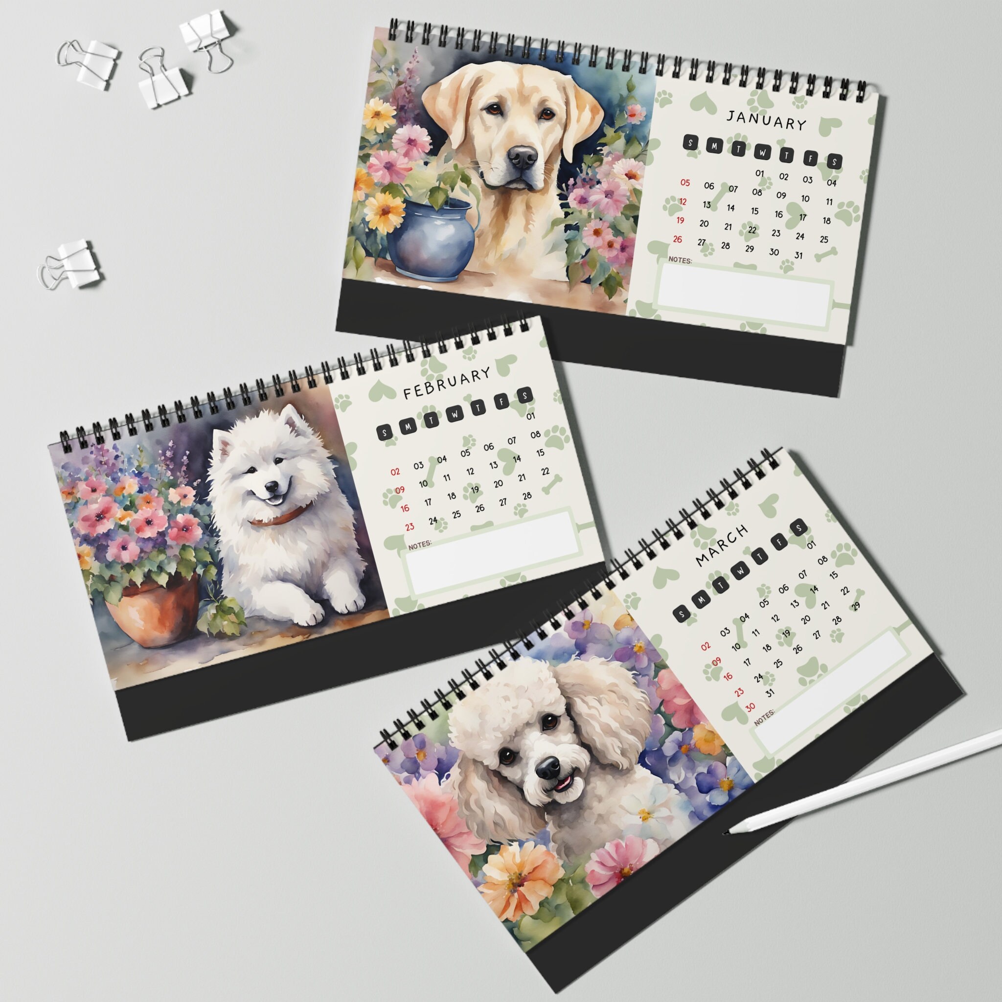 2025 Dog Breeds Calendar Adorable Canine Illustrations Monthly Dog ...