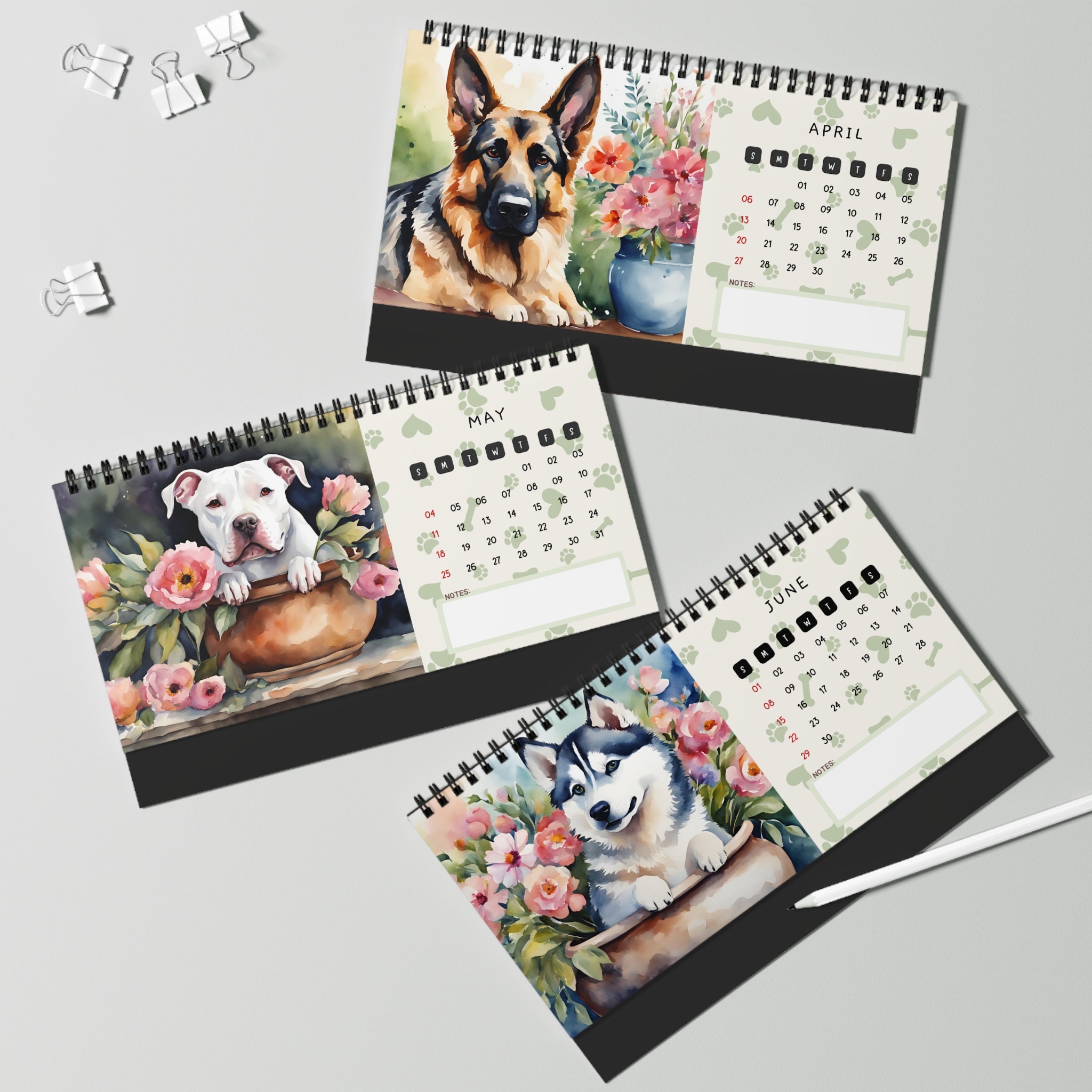 2025 Dog Breeds Calendar Adorable Canine Illustrations Monthly Dog ...