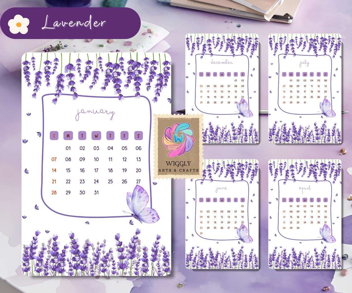 Calendar, 2025 Desktop Calendar, Flower, Tulips, Daisy, Lavender ...