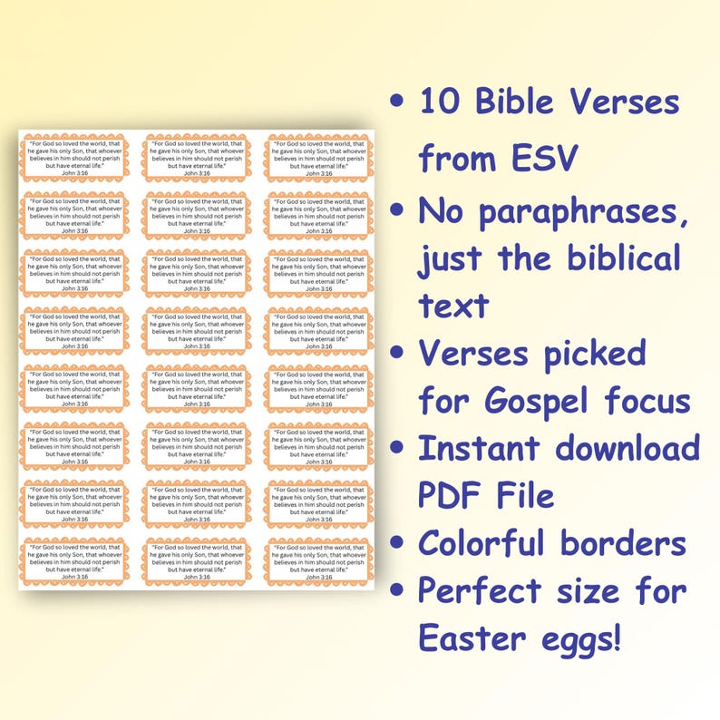 Printable Scripture Easter Egg Fillers | Easter Bible Verses | Instant ...