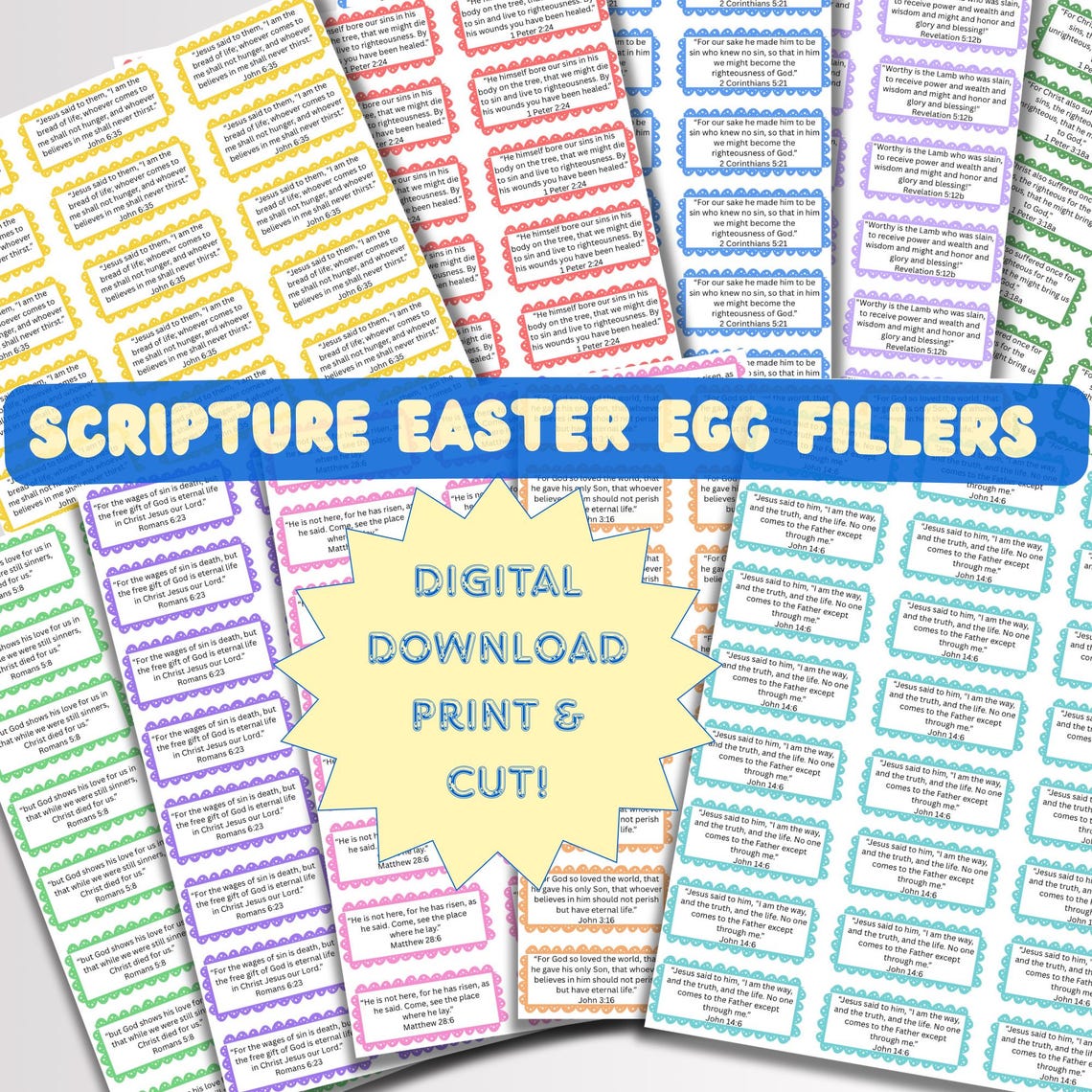 Printable Scripture Easter Egg Fillers | Easter Bible Verses | Instant ...