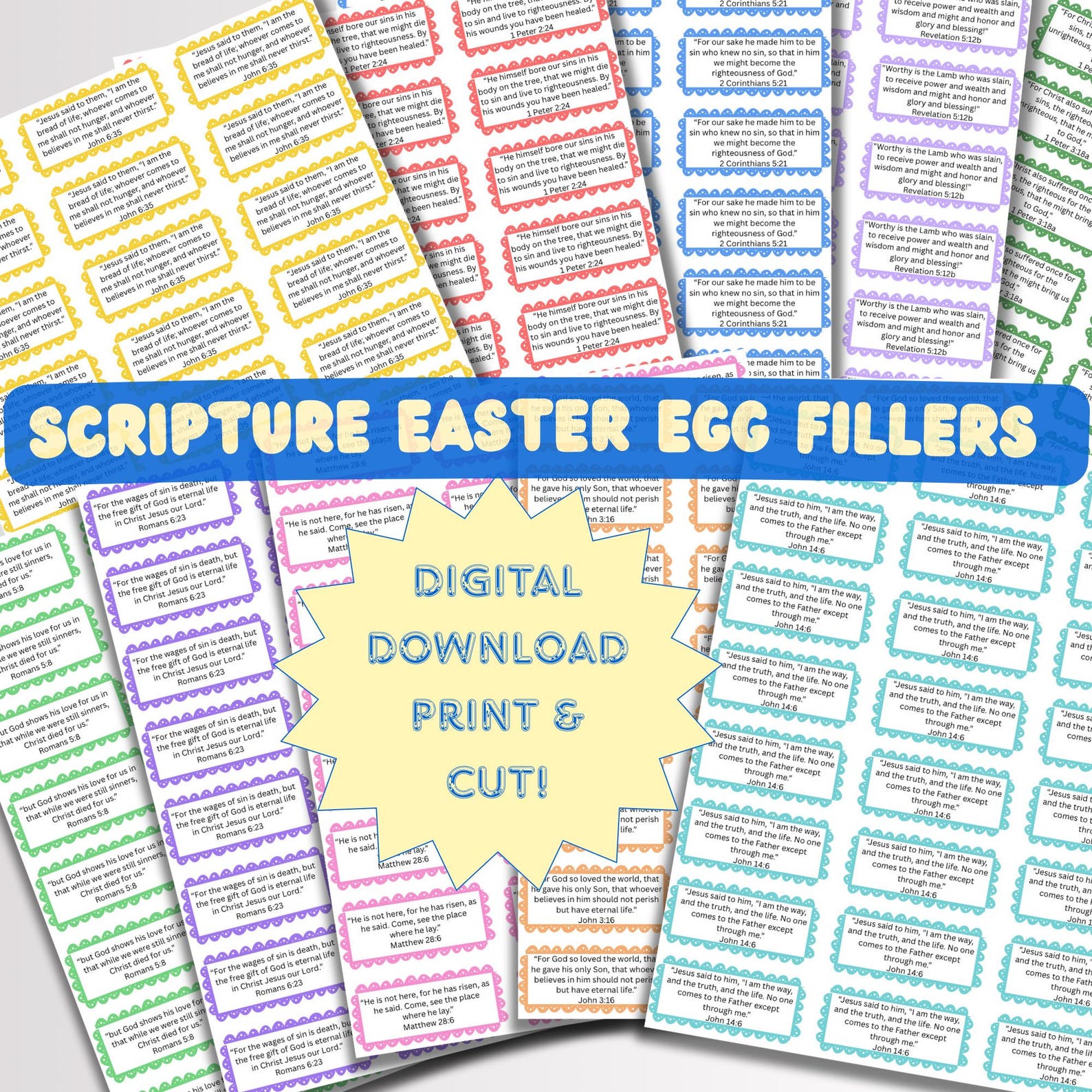 Printable Scripture Easter Egg Fillers | Easter Bible Verses | Instant ...