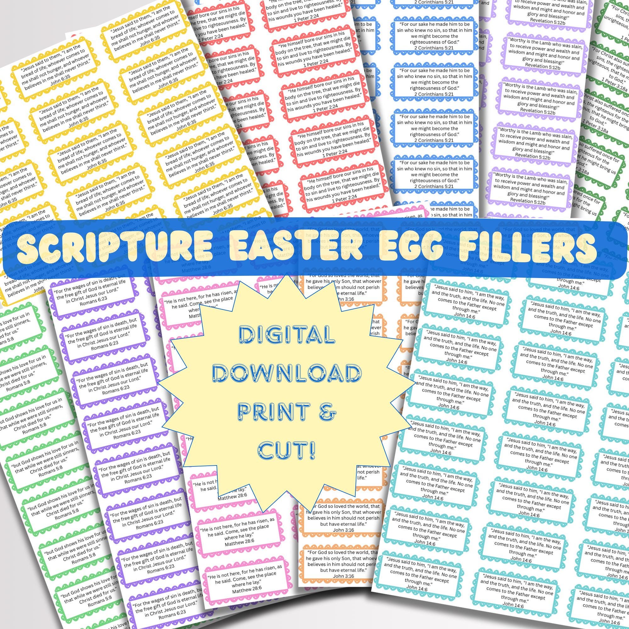 Printable Scripture Easter Egg Fillers | Easter Bible Verses | Instant ...