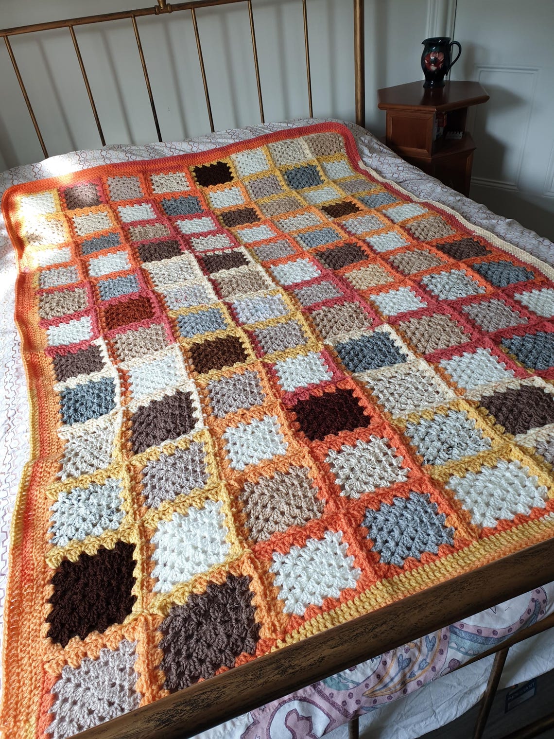 Unique Upcycle Crochet Granny Square Blanket - Etsy