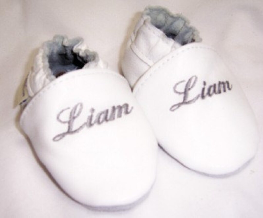 Christening Leather Shoes With Name - Baptism Shoes - Christening Gift ...