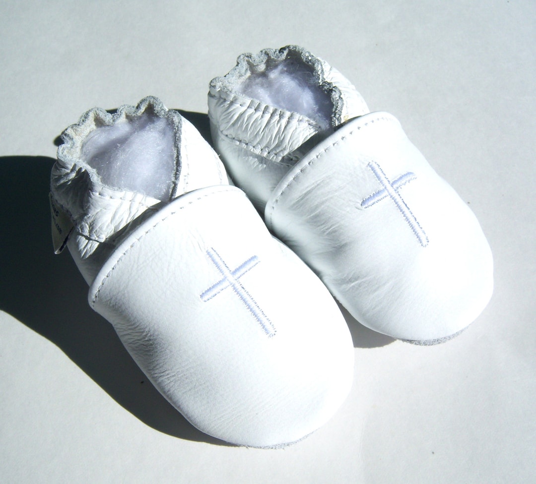 Baptism Shoes in Leather, With Cream Cross ,christening Shoes,fancy ...