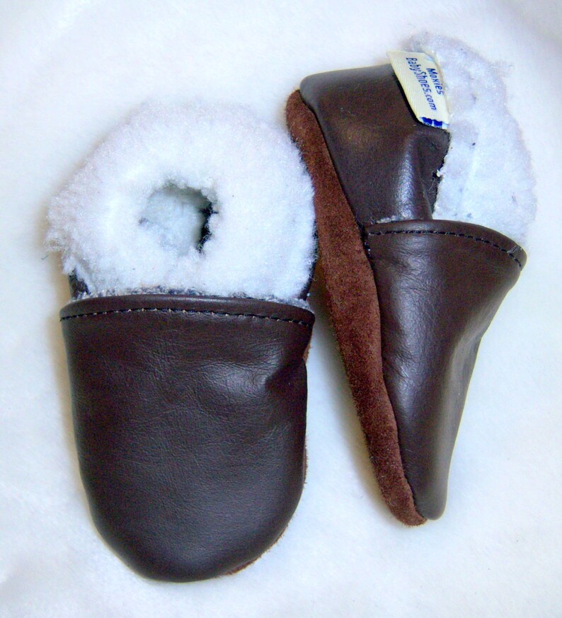 Winter Baby Booties Leather Suede Baby Shoes Sherpa Lined - Warm Shoes ...