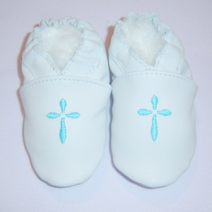 Baptism Christening Baby Shoes, Baby Blue Cross on Christening Shoe ...