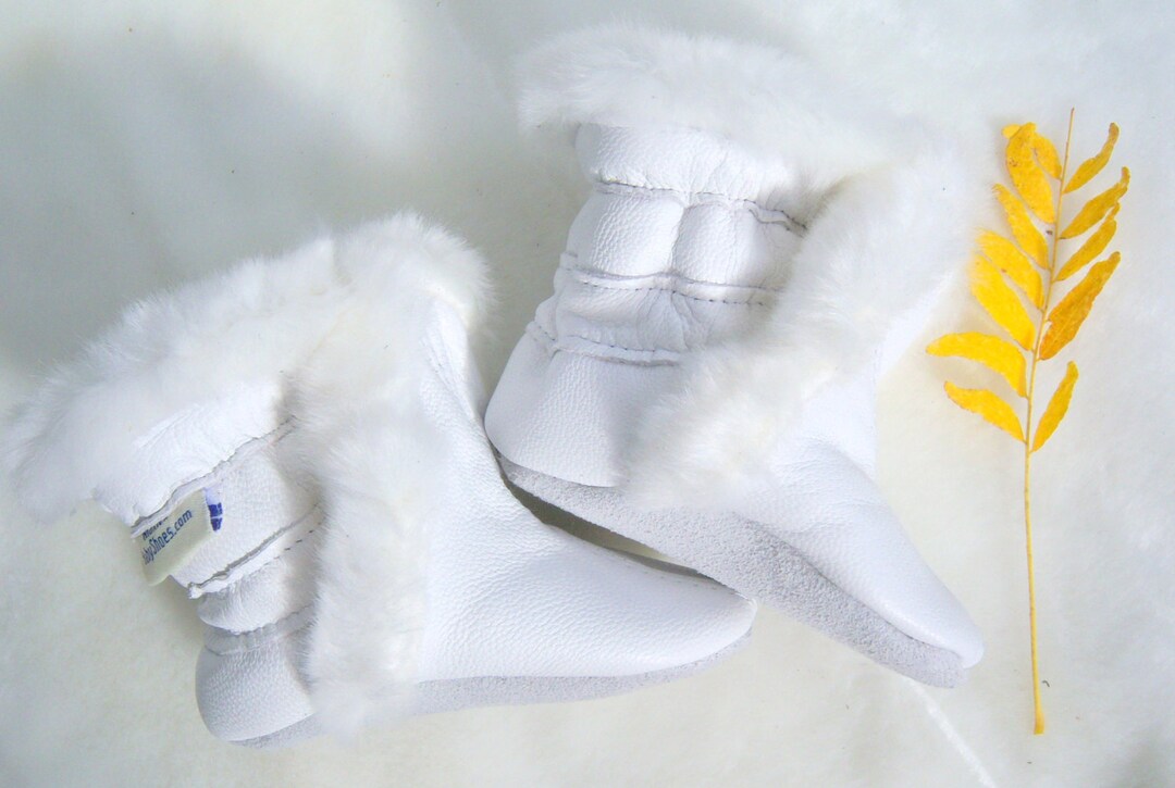 Winter Baby Boots in White Leather leather Winter Booties - Etsy