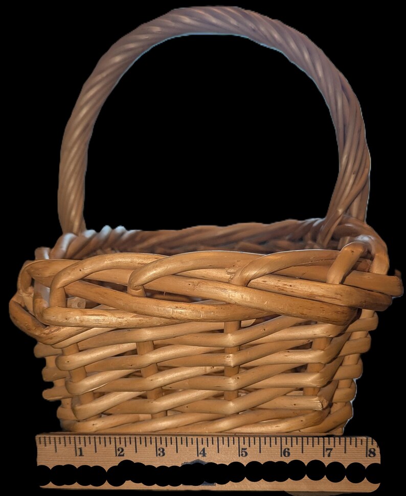Vintage Large Wicker Basket With Handle, Hand Woven - Etsy