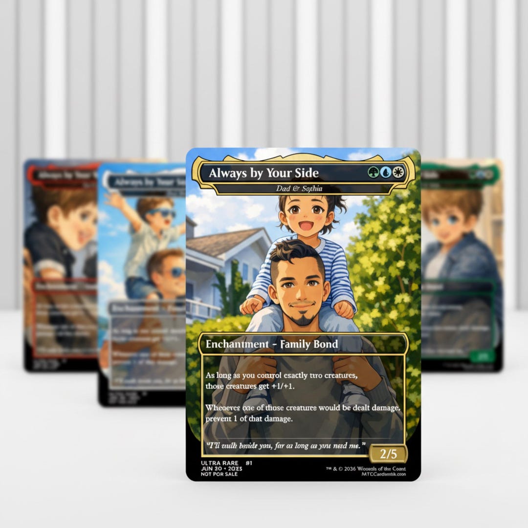 Custom Dad and Kids MTG Style Card, Personalized Father’s Day Gift ...