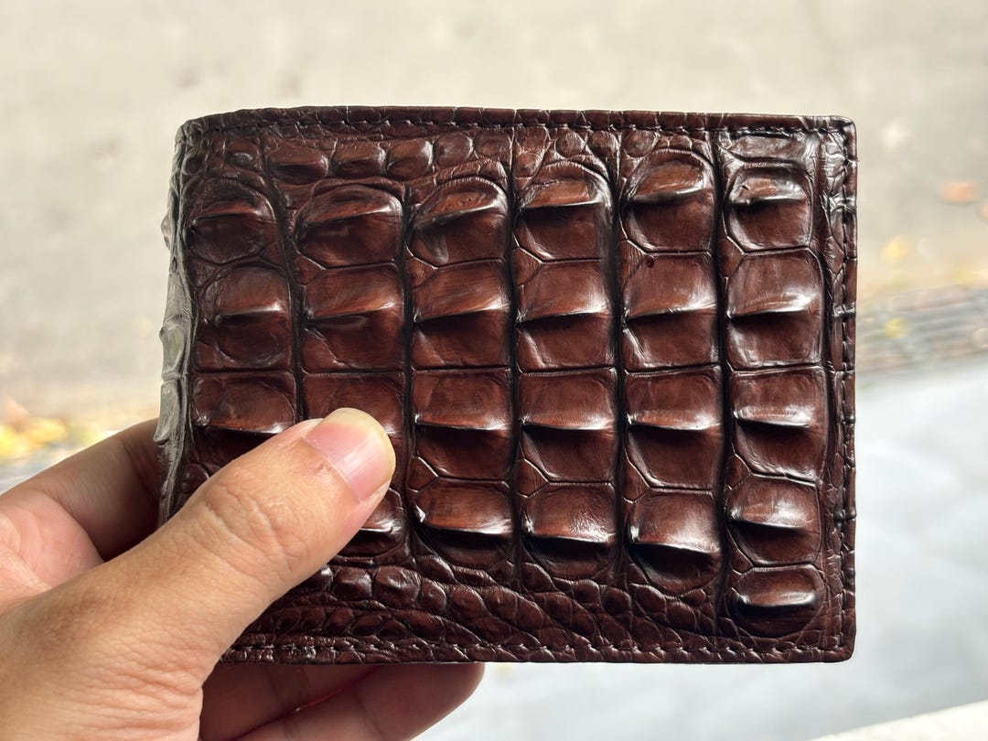 Genuine Alligator Leather Bifold Wallet: Exotic Brown Hornback - Etsy