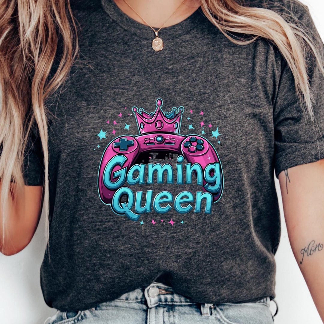 Gaming Queen Shirt Gamer Girl Design for Video Game Lovers Retro Gaming ...