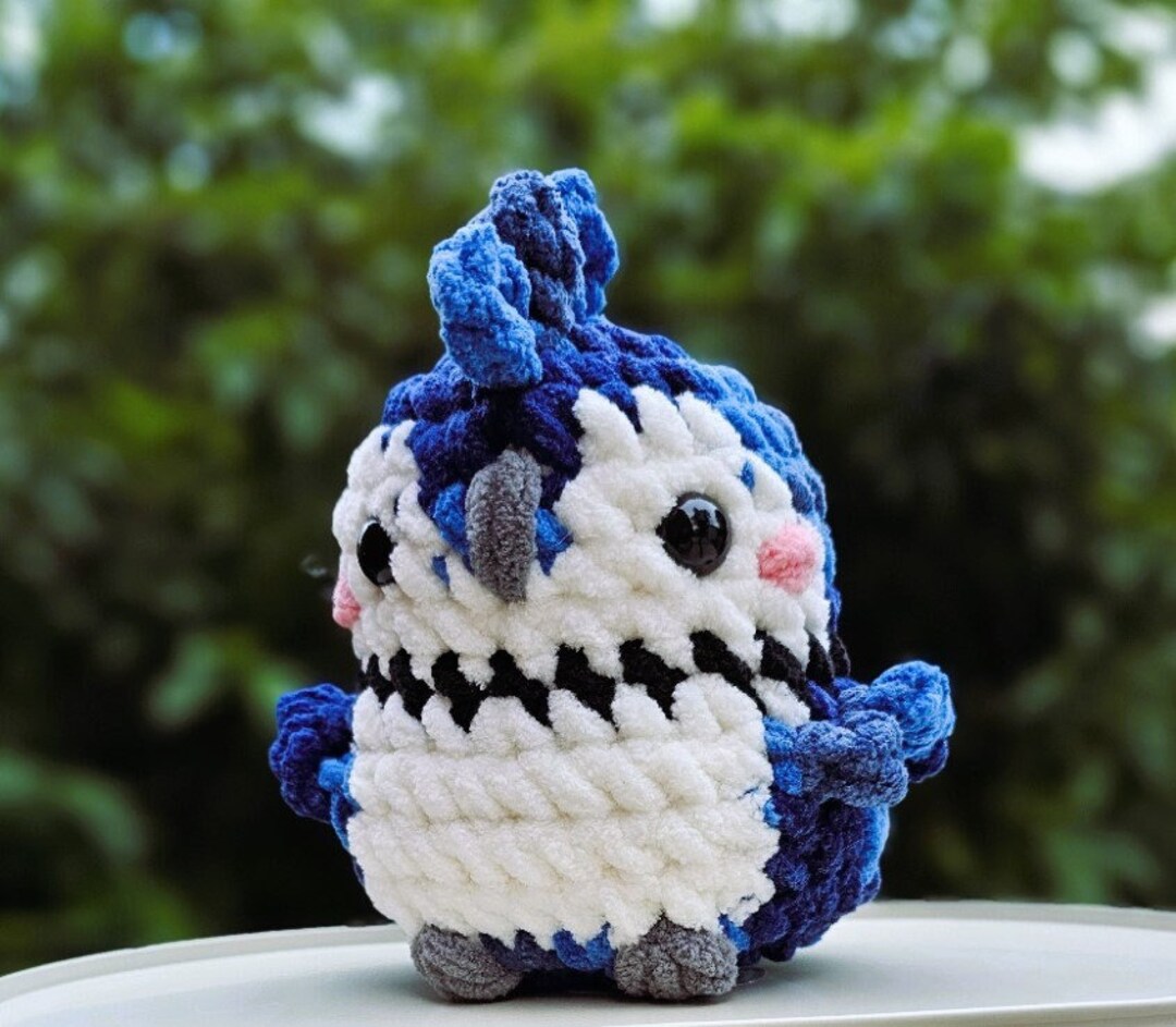 Blue Jay Crochet Plushie, Amigurumi Blue Jay Plushie, Crochet Bird ...