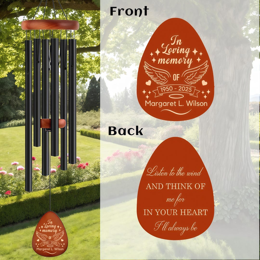 Personalized Memorial Wind Chime, Sympathy Gift for Loss of Loved One ...