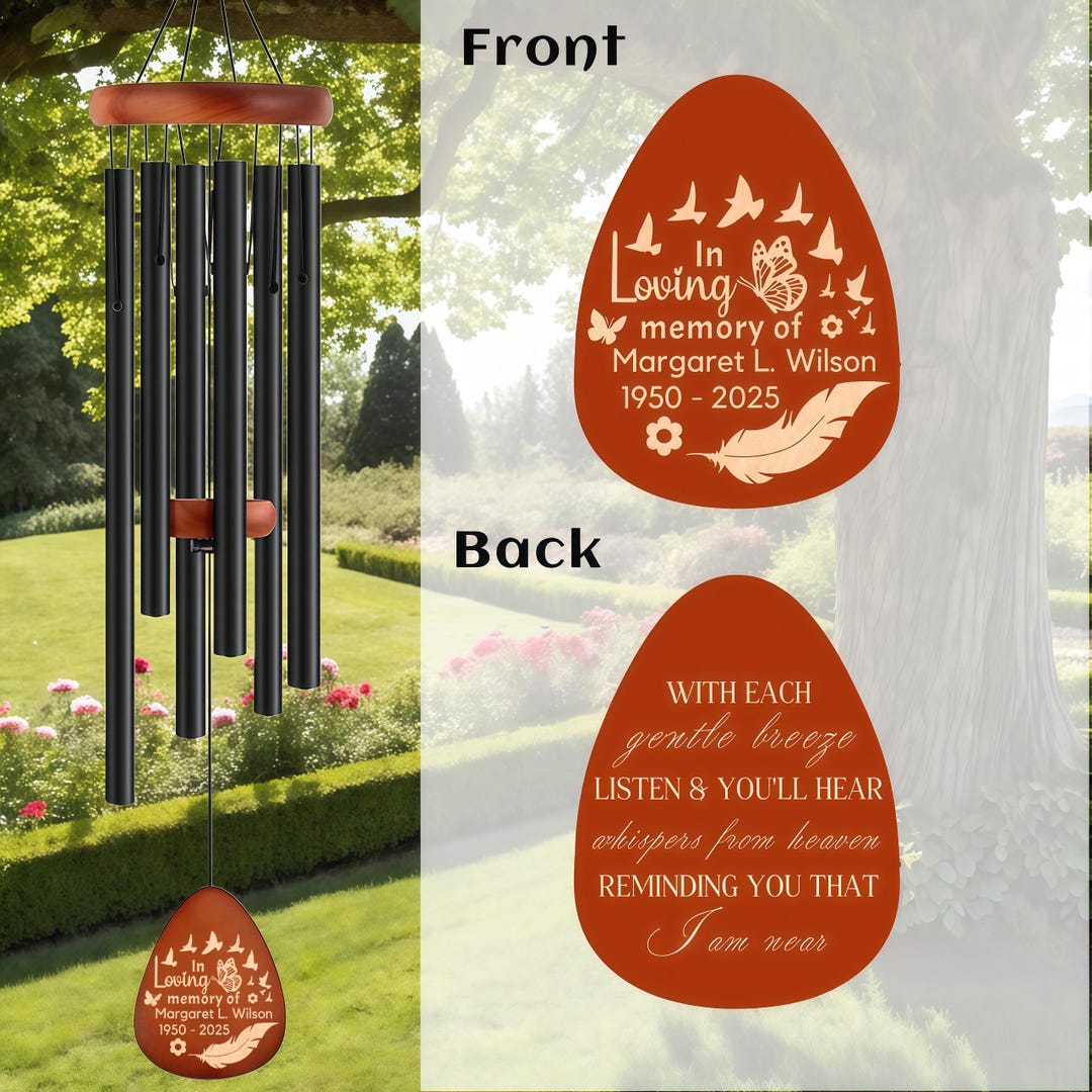Custom Memorial Wind Chimes, Sympathy Gift for Loss, Bereavement ...