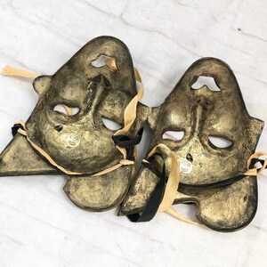 Vintage Art Deco 40s Style Metal Wall Hanging Masks Gold Black Comedy ...