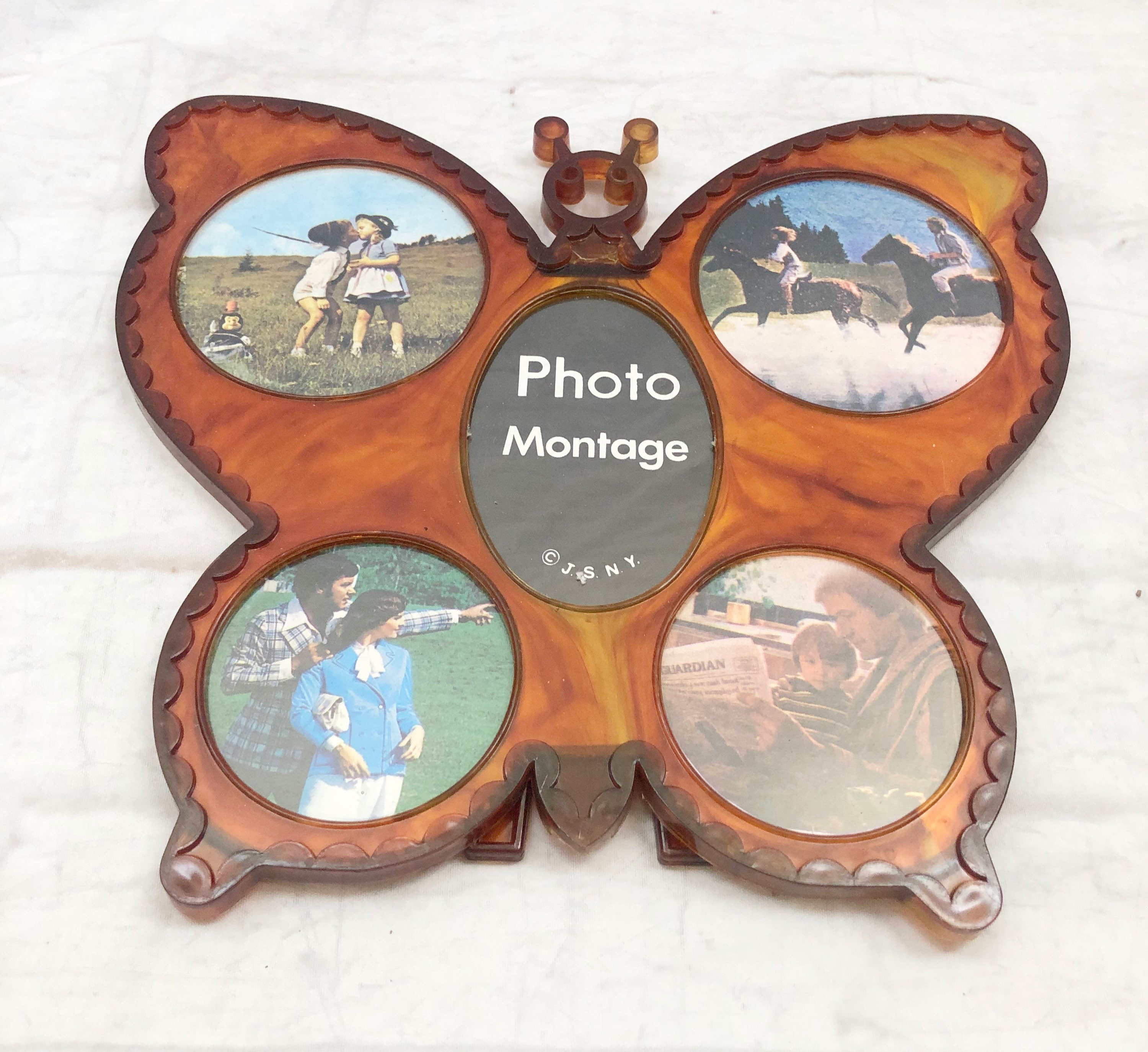 Photography Visual Arts Vintage 70s Butterfly Shape Photo Frame Collage ...