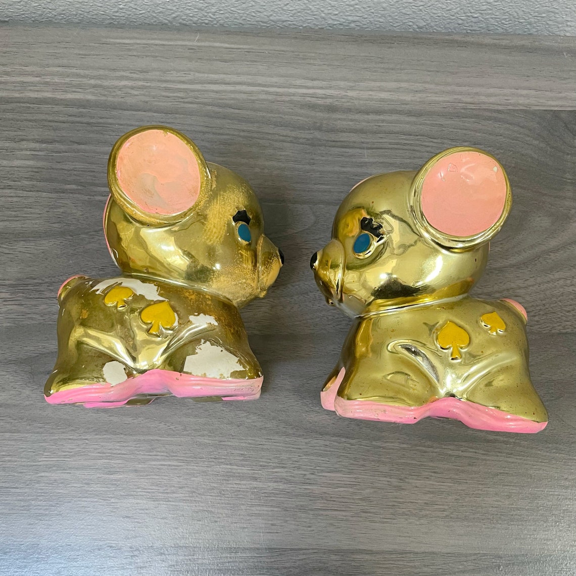 Set 2 Vintage 40s Japanese Painted Porcelain Statues Dogs Hamsters Mice ...
