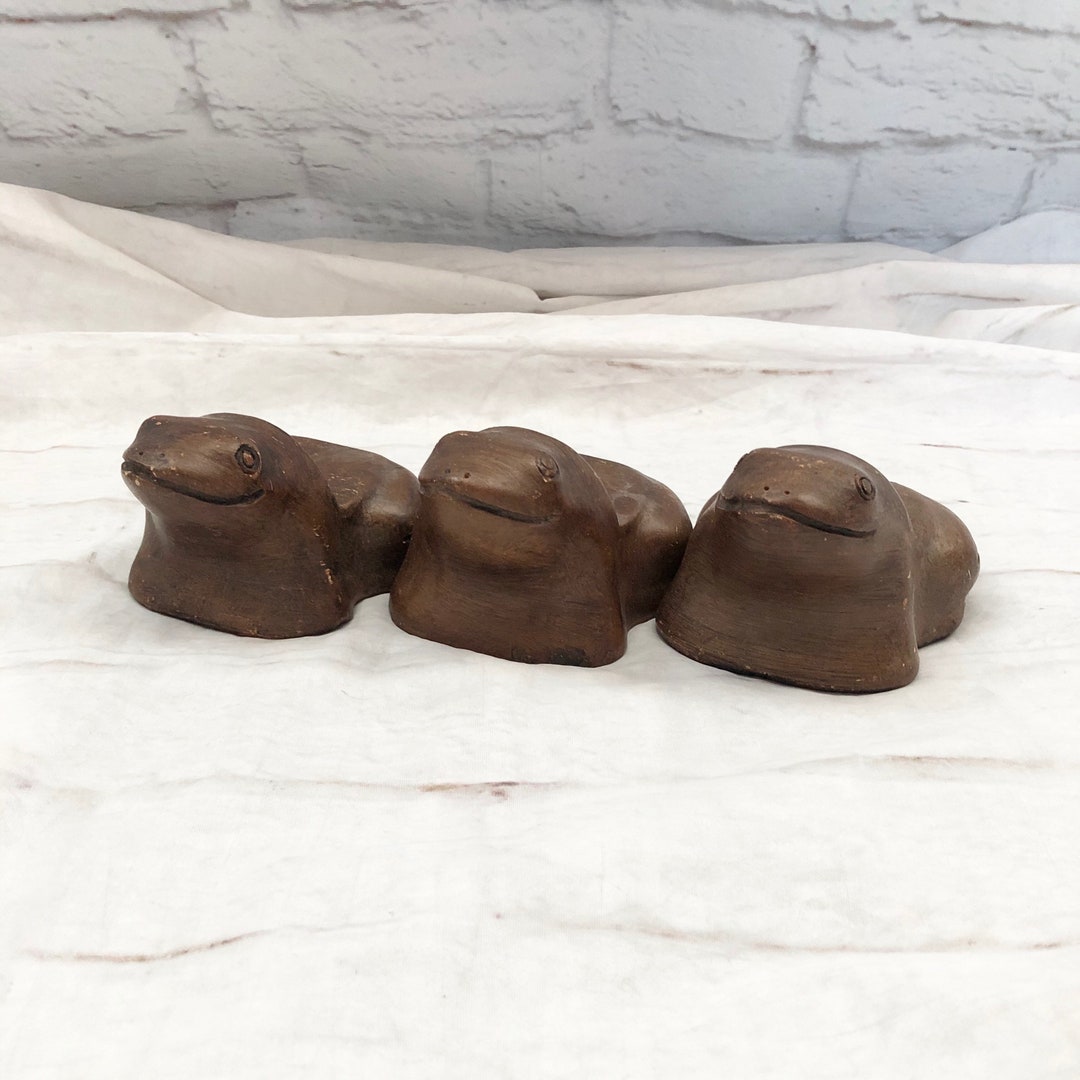 Set 3 Vintage 70s Frog Toad Pottery Figurines Yard Garden Art - Etsy