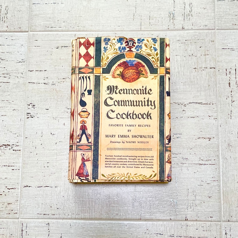 Vintage 50s Mennonite Community Cookbook Hardcover 1400 Family Recipes ...