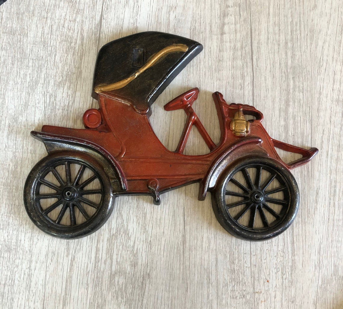 Vintage 70s 3pc 1900s Style Cars Wall Hanging Art Painted Metal Jalopy ...