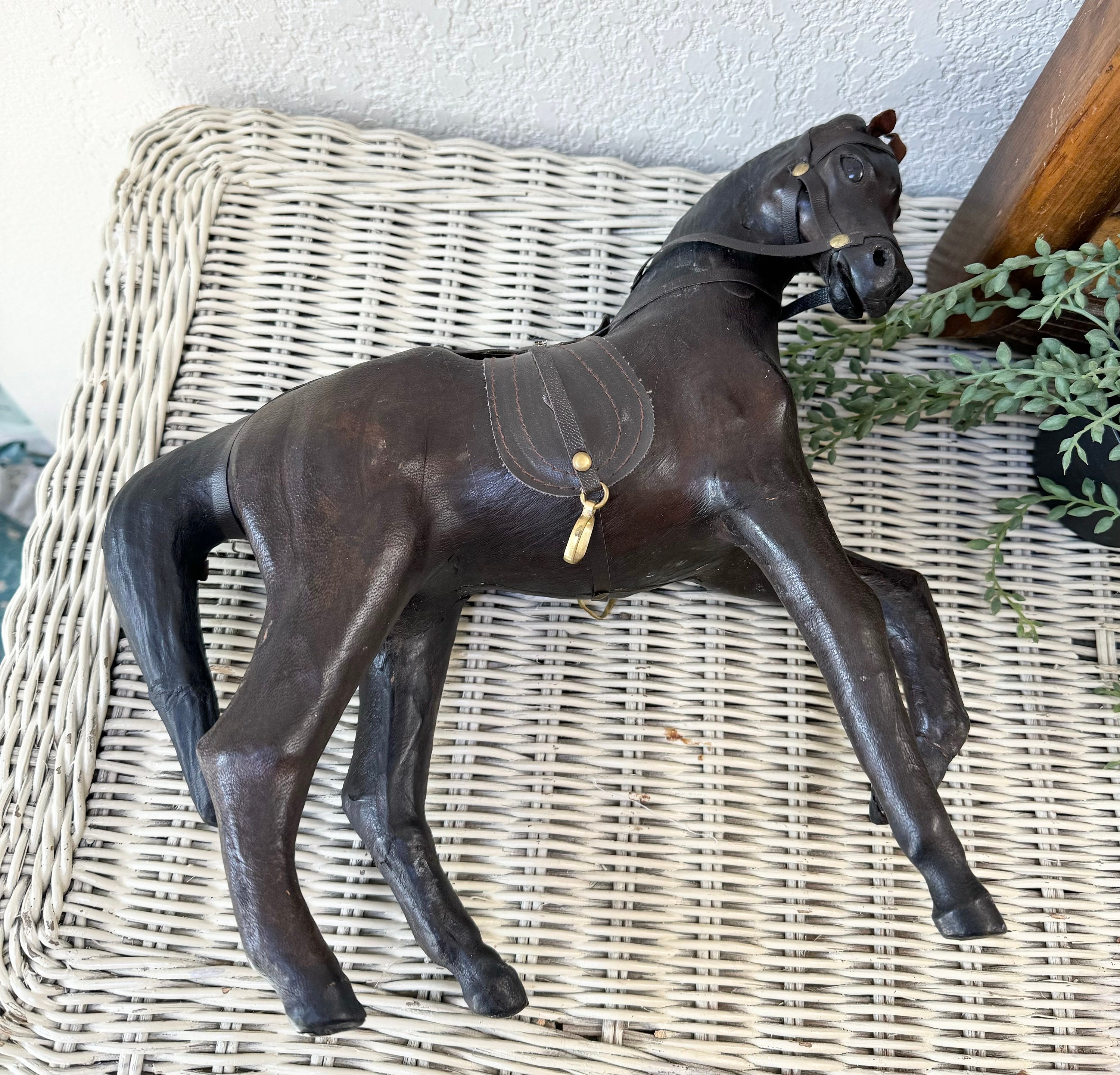 Rare Vintage 70s Ranch Decor 13” Leather Horse Riding Sculpture ...