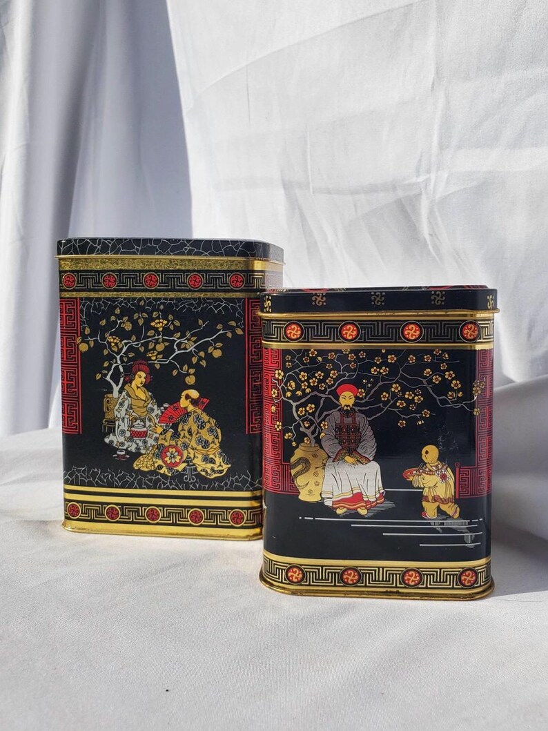 Chinoiserie Metal Tea Boxes - Etsy
