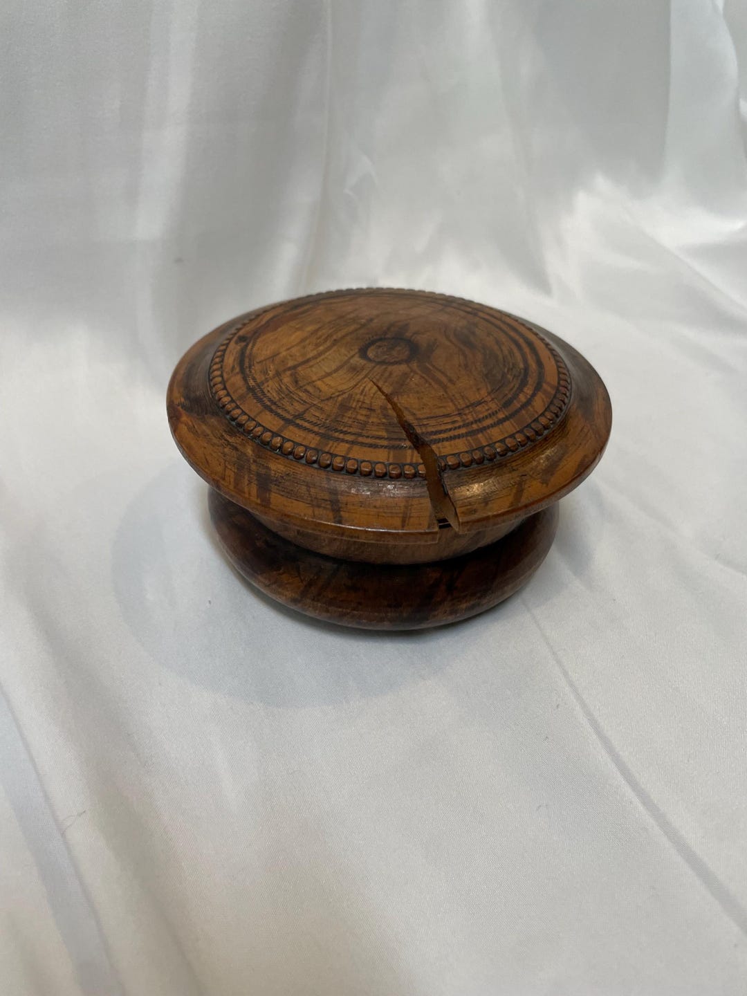 English Treenware Round Box With Ceramic Insert - Etsy