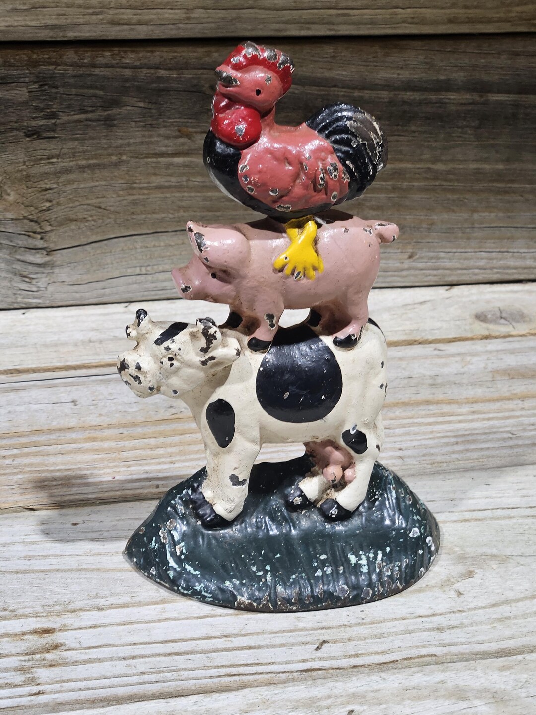 Vintage Cast Iron Painted Farm Animals, Vintage Cast Iron Door Stop ...