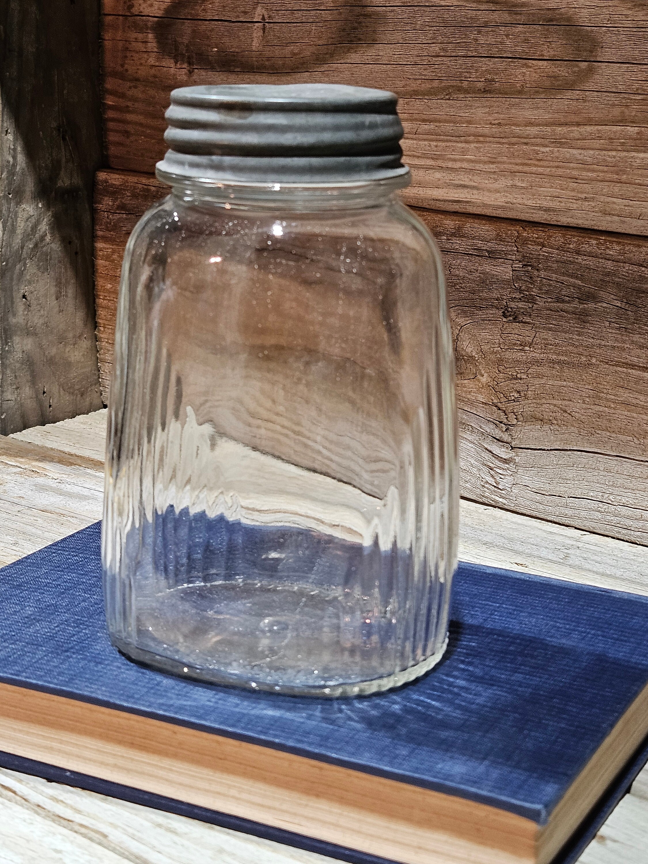 Vintage Glass Jar Art Deco Style, Glass Jar With Zinc Lid, Decorative ...