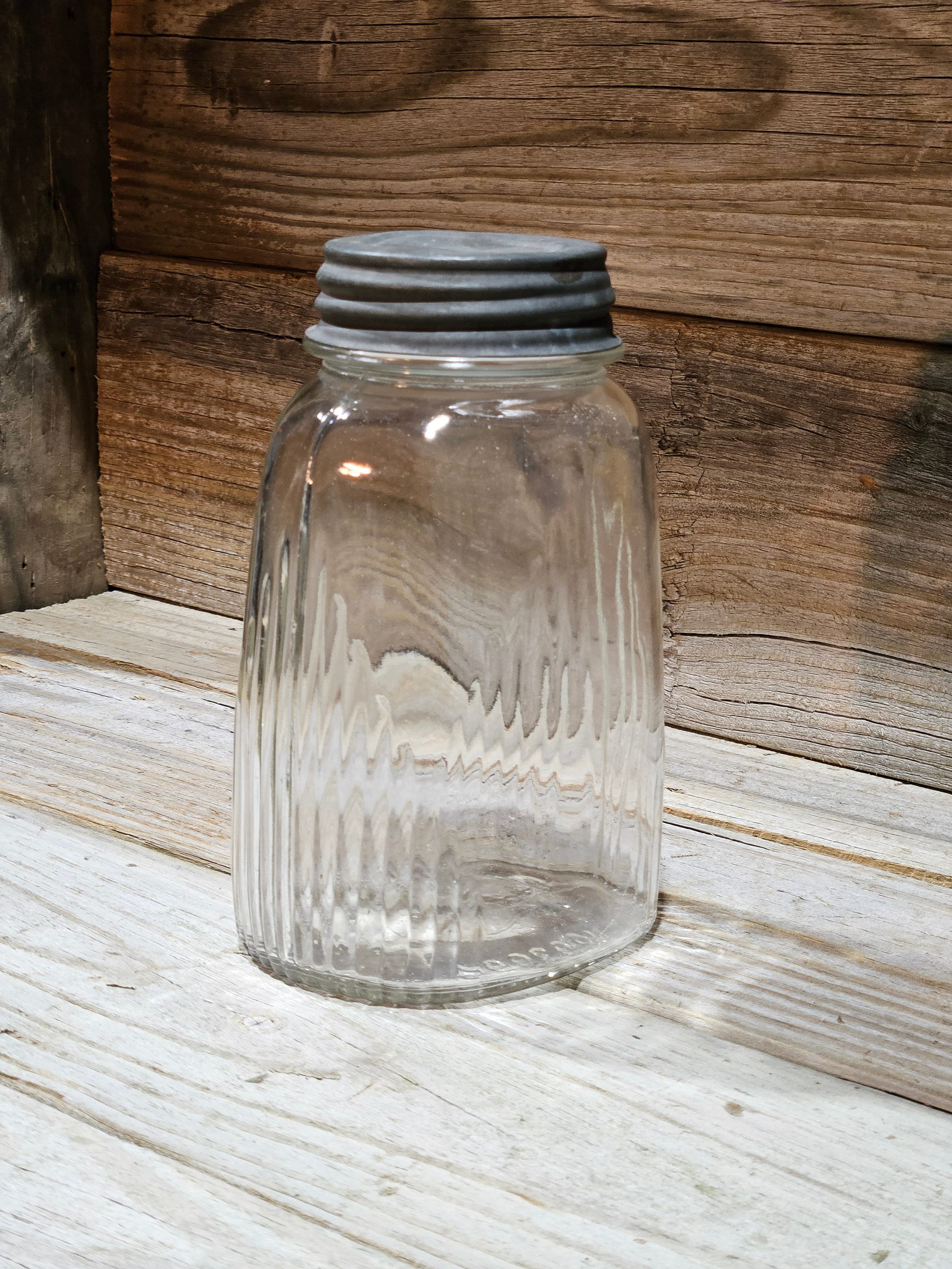 Vintage Glass Jar Art Deco Style, Glass Jar With Zinc Lid, Decorative ...