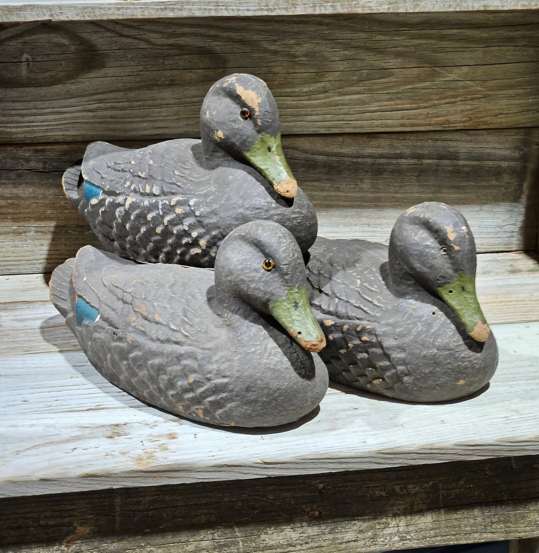 Vintage Duck Decoy, Set of 3 Duck Decoy Decor, General Fibre Duck ...