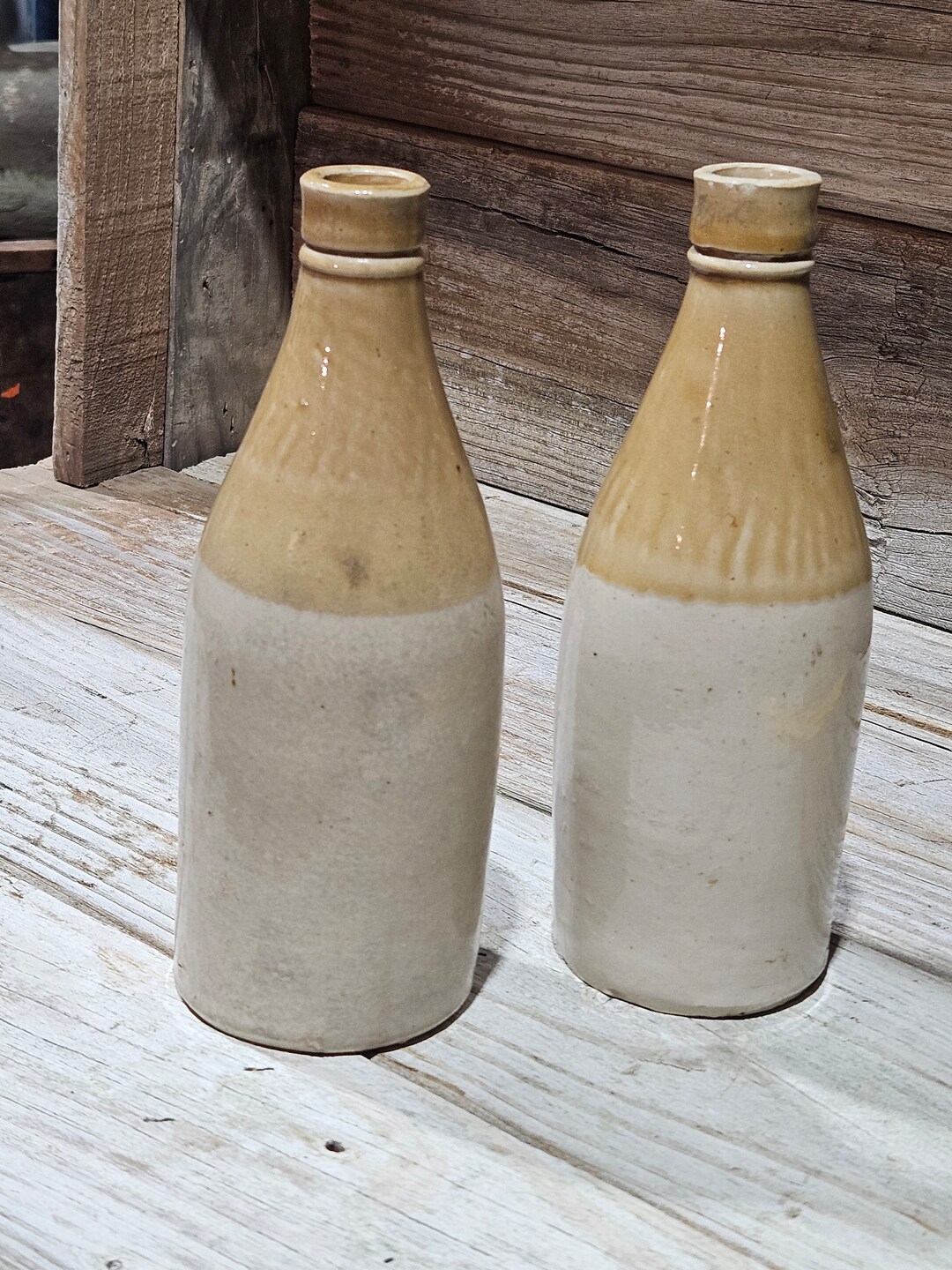Pair Antique Stoneware Ginger/beer Bottles, Stoneware Bottles, Antique ...