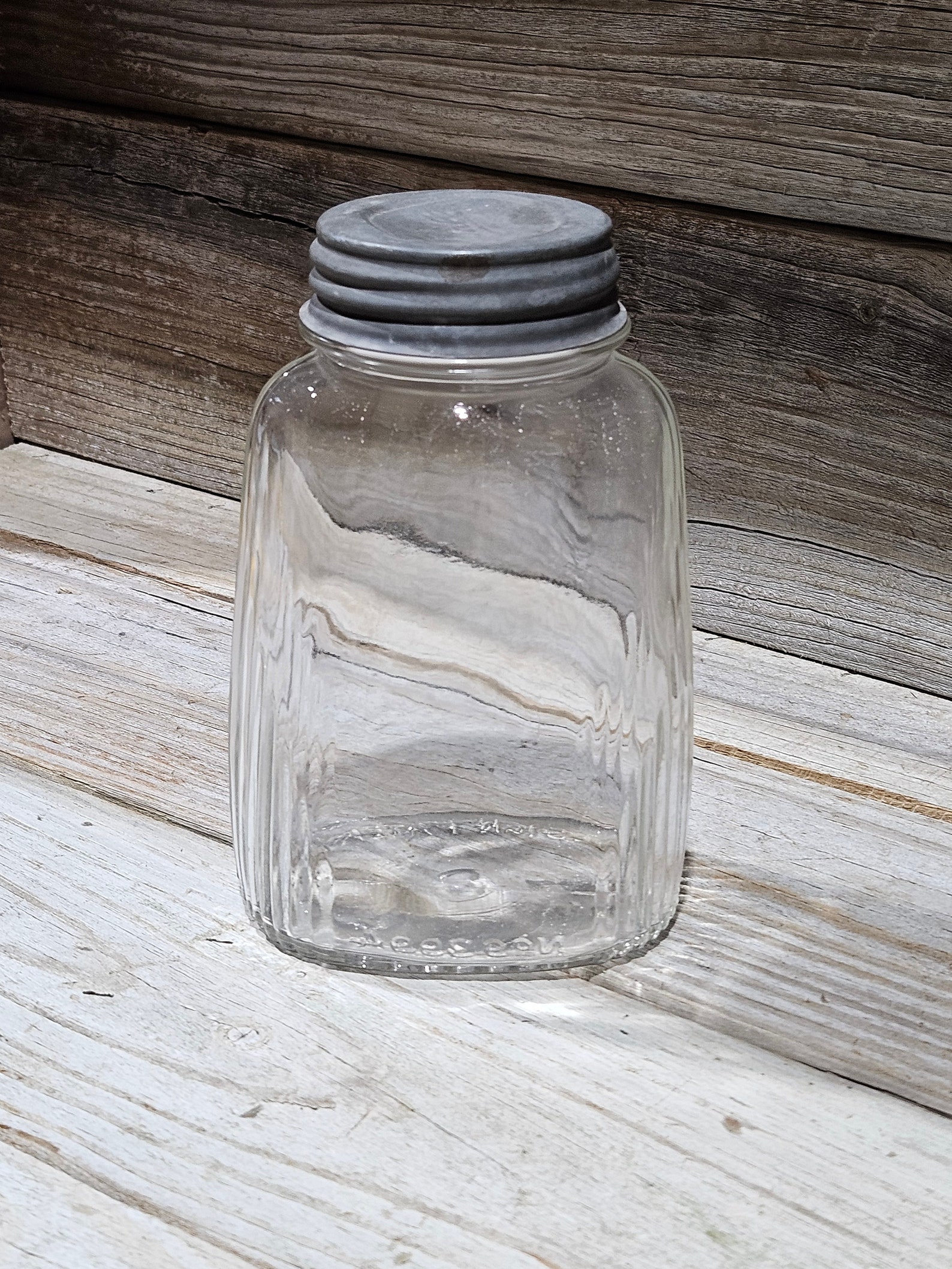 Vintage Glass Jar Art Deco Style, Glass Jar With Zinc Lid, Decorative ...