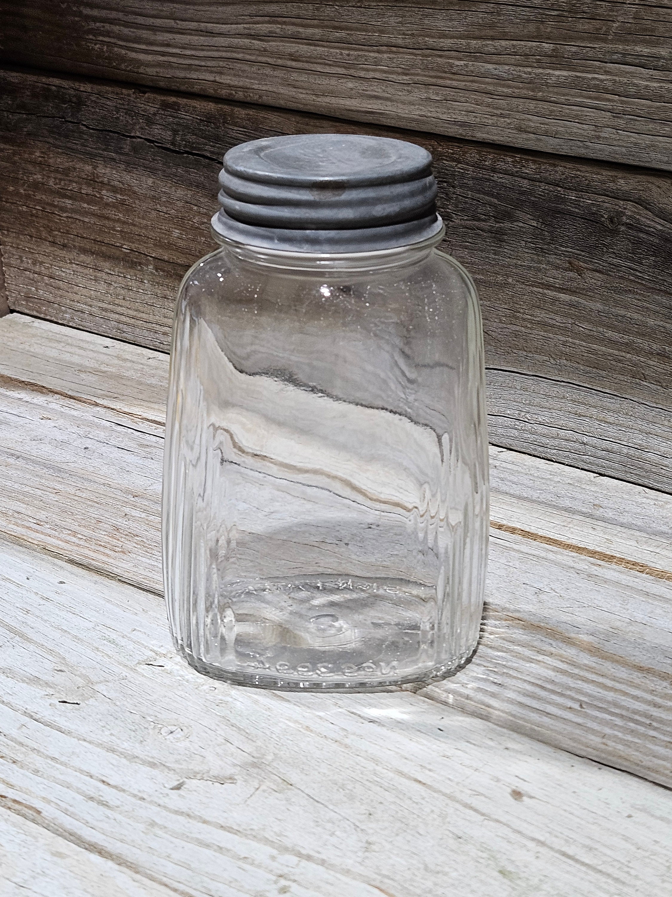 Vintage Glass Jar Art Deco Style, Glass Jar With Zinc Lid, Decorative ...