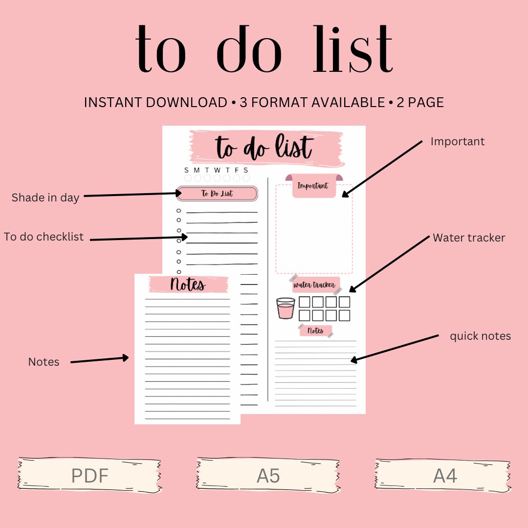 Printable to Do List, Digital to Do Checklist, Checklist for School and ...