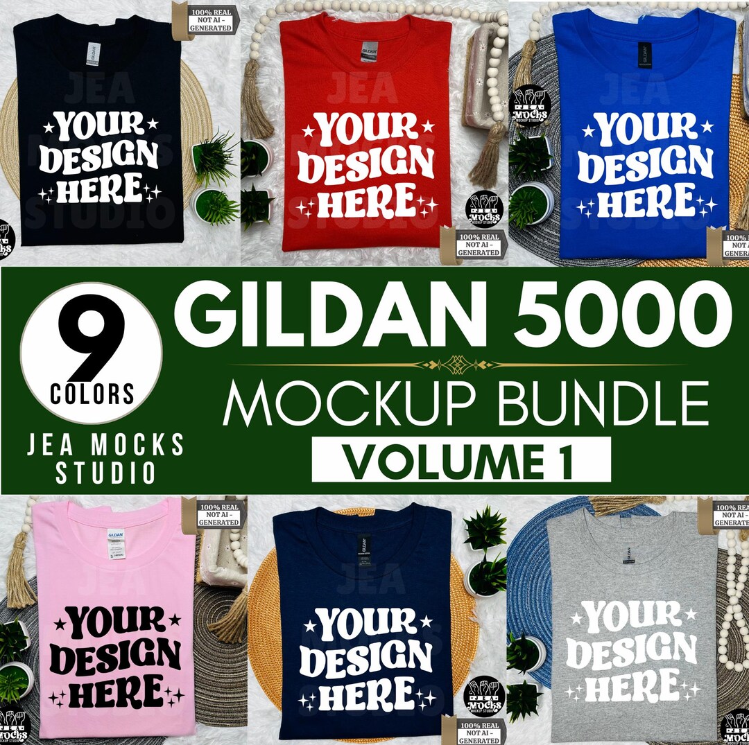 Gildan 5000 Mockup Bundle, G500 New Shop Essentials Collection, Popular ...