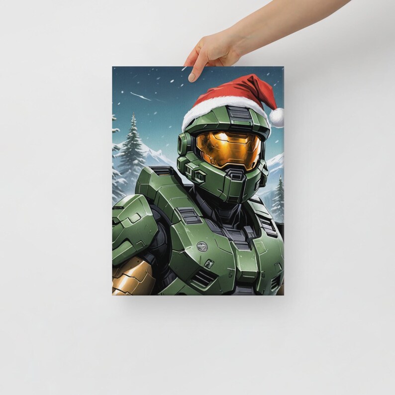 Master Chief Christmas Canvas Holiday Decor for Halo Fans - Etsy