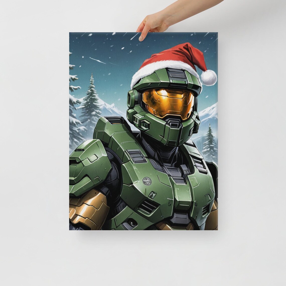 Master Chief Christmas Canvas Holiday Decor for Halo Fans - Etsy