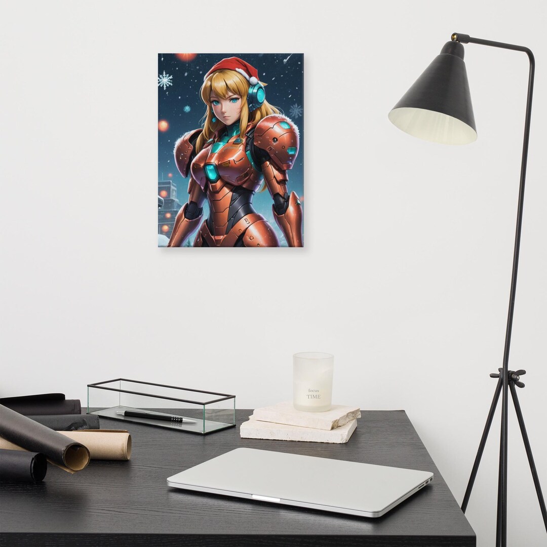 Samus Aran Metroid With Santa Hat Gamer Christmas Canvas - Etsy