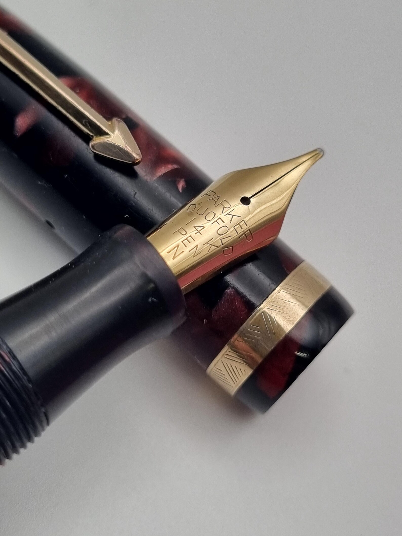 Vintage Parker Duofold NS, Red Marble, Fountain Pen, Button Filler ...