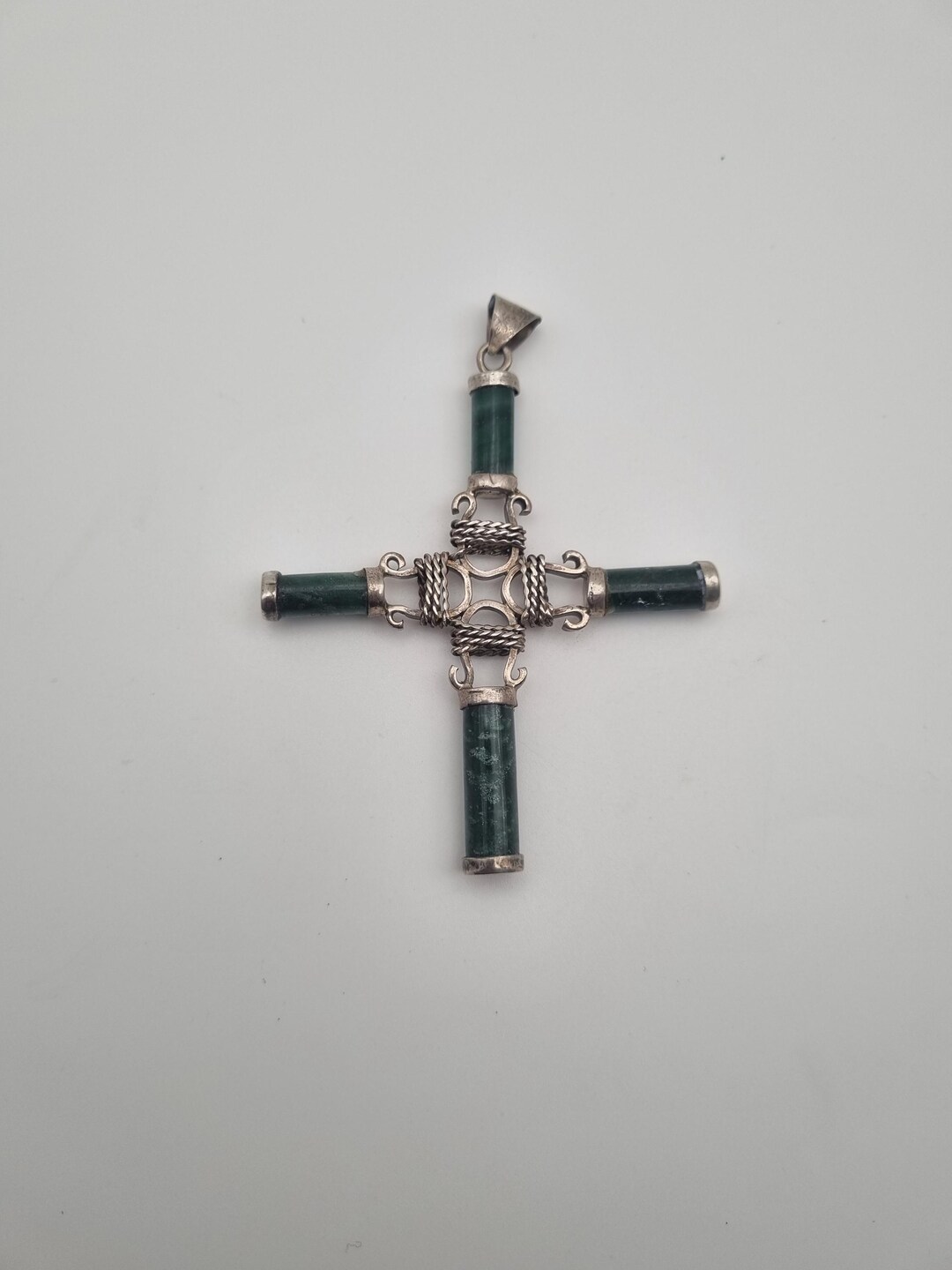 Large, Vintage Navajo Tribe, Malachite and Sterling Silver Cross, Made ...