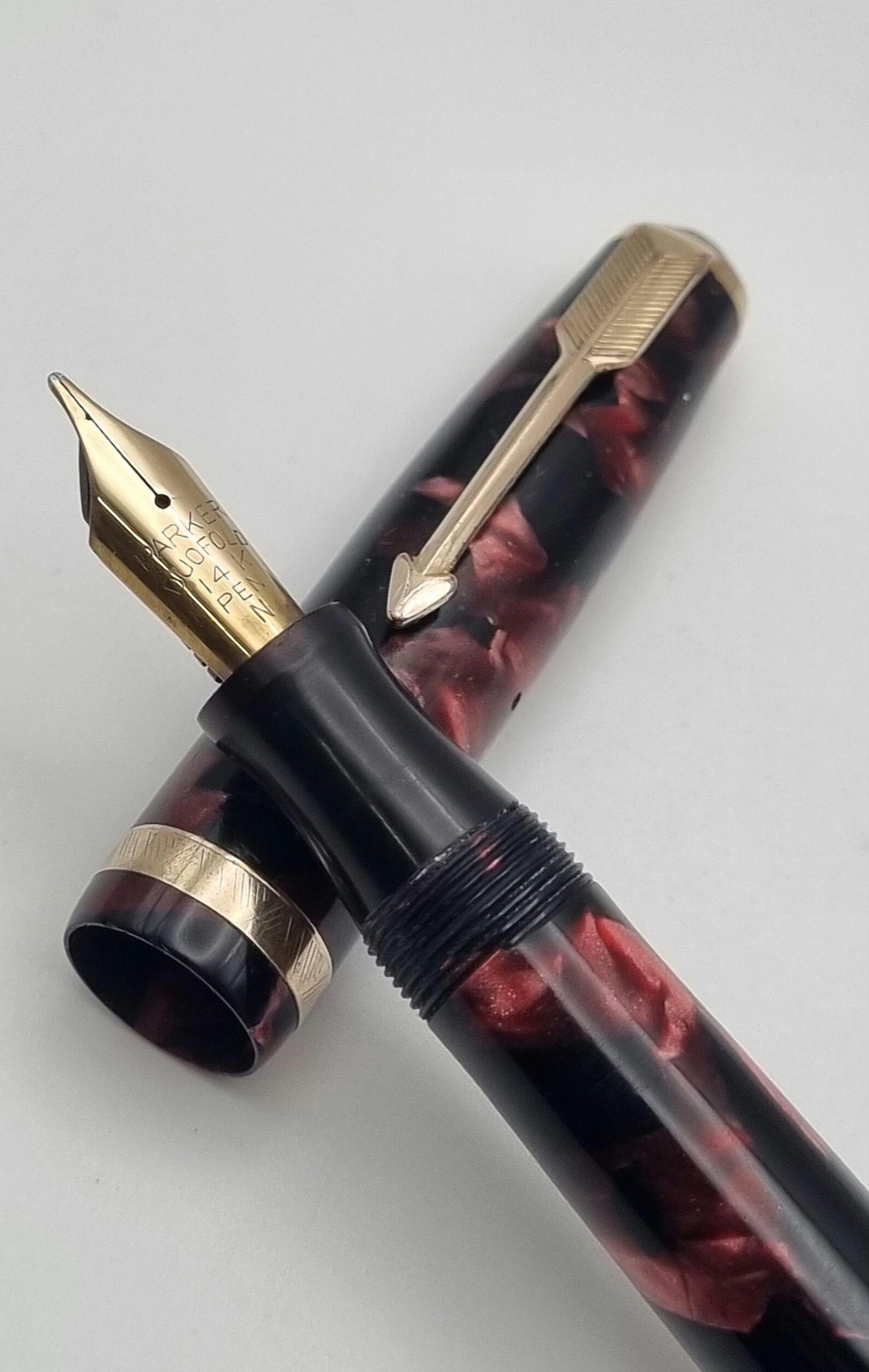 Vintage Parker Duofold NS, Red Marble, Fountain Pen, Button Filler ...